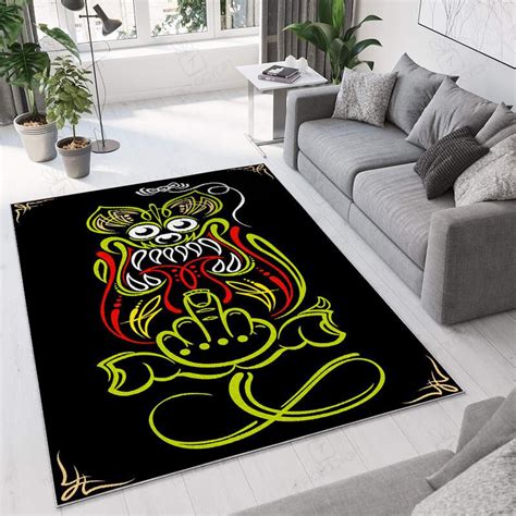 Rat Fink Art Rug Hot Rod Rug For Garage Bluefink