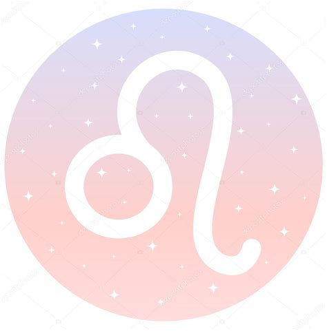Leo Zodiac Signs Circle Icon On Pink And Blue Gradient Background Stock