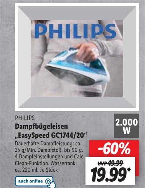 Philips Dampfbügeleisen easySpeed Gc1744 20 Angebot bei Lidl