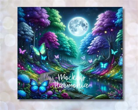 20 Oz Skinny Tumbler Sublimation Wrap Illuminate Forest Design Magic