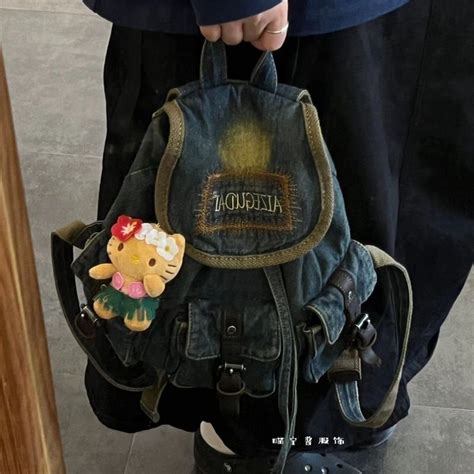 可爱卡通ins夏威夷黑皮kitty樱花可爱同款挂件毛绒公仔钥匙扣挂件 阿里巴巴