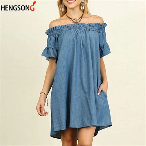 Sexy Off Shoulder Blue Mini Summer Dress Ruffle Casual Party Vestidos