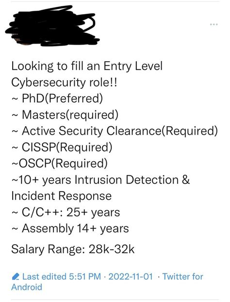 Entry Level Cybersecurity Role Rprogrammerhumor