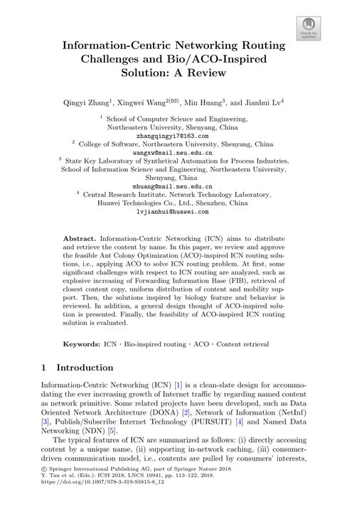 Pdf Information Centric Networking Routing Challenges And Bioaco