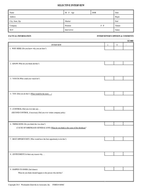 Wicklander And Zulawski Selective Interview Form Pdf