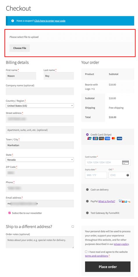 how to add a file upload field to the woocommerce checkout