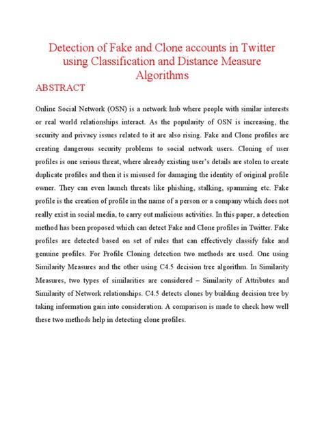 Detection Of Fake And Clone Accounts In Twitter Using Classification