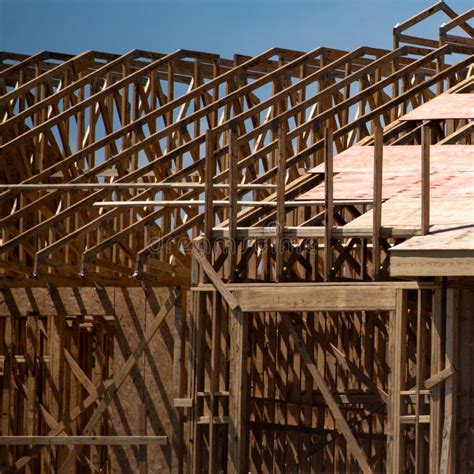 Timber Frame House With Osb Sheathing Timber Frame House Stock Image