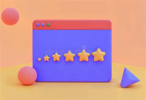 Ai Generated Blue Squishy Style Browser with 5 Gold Star Review Ratings and Geometric Shapes ...