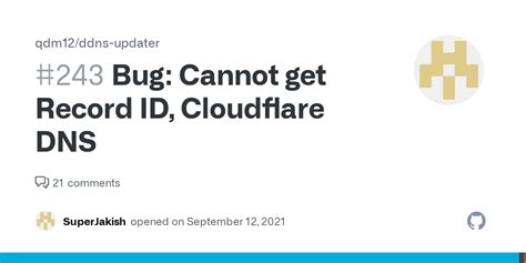 bug cannot get record id cloudflare dns · issue 243 · qdm12 ddns