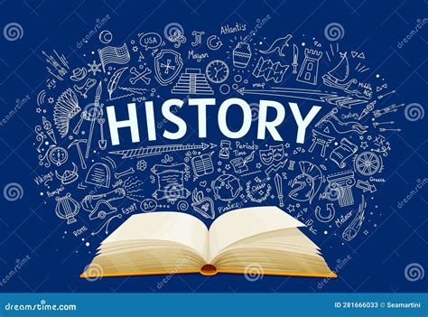 History Textbook On School Chalkboard Background Stock Vector