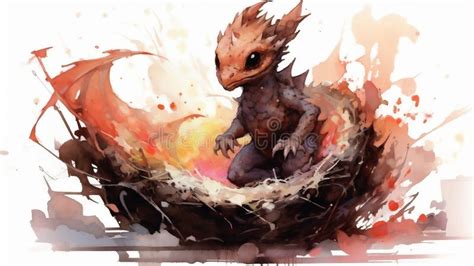 Generative Ai Emberborn Birth Of A Dragon S Flame Stock Illustration