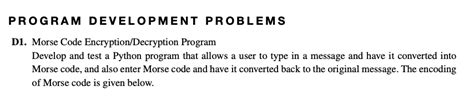 Solved D1 Morse Code Encryptiondecryption Program Develop