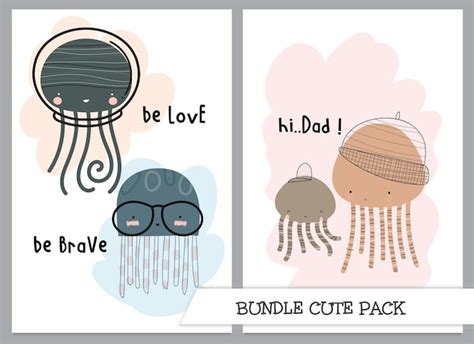Premium Vector Cute Jellyfish Illustration Under Sea Set