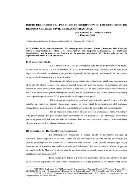 Inicio Del Curso Del Plazo De Prescripcion En Los Supuestos De