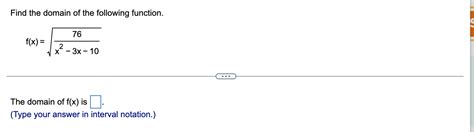 Solved Find The Domain Of The Following Function Chegg