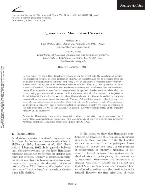 Pdf Dynamics Of Memristor Circuits