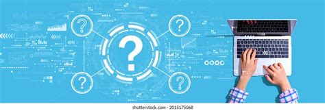 Question Marks Person Using Laptop Computer Stock Photo 2015175068