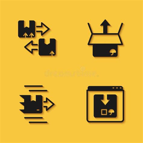 Set Cardboard Box Avec Symbole De Trafic En Ligne Application Suivi De