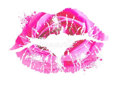 Print Of Pink Lips Lipstick Kiss On White Background Card For