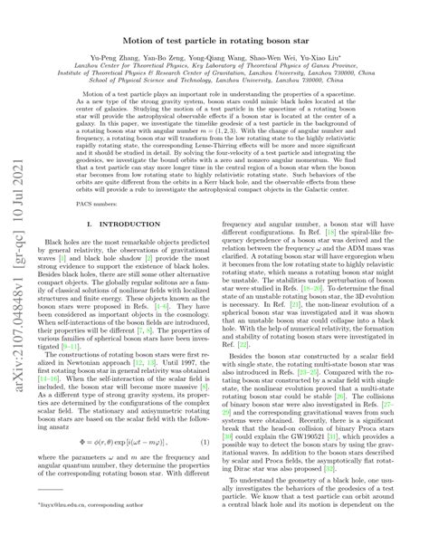 Pdf Motion Of Test Particle In Rotating Boson Star