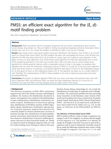 Pdf Pms5 An Efficient Exact Algorithm For The D Motif Finding
