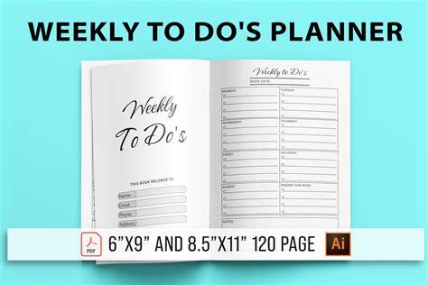 Weekly To Dos Planner Kdp Interior Graphic By Gn Shop · Creative Fabrica