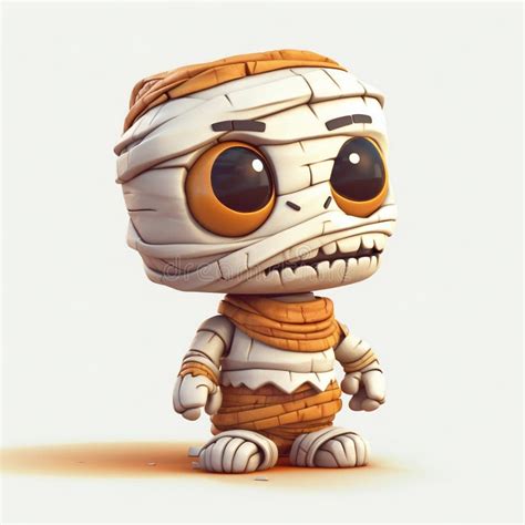 Cute And Funny Cartoon Mummy Character Isolated On White Background