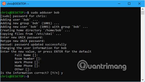 Cách thay đổi tài khoản người dùng trong Ubuntu Bash Shell Windows