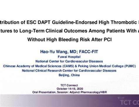 Tct 060 Contribution Of Esc Dapt Guideline Endorsed High Thrombotic Risk Features To Long Term