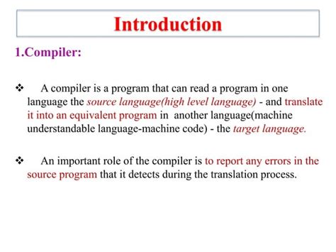 Introduction To Compiler Design And Phases Of Compiler PPT Programming Languages Computing
