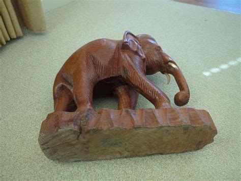 3 Carved Wooden Elephants 13 18 Tall Aumann Auctions Inc