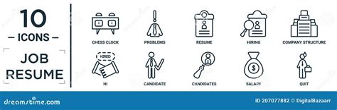 Jobresume Linear Icon Set Stock Vector Illustration Of Career 207077882