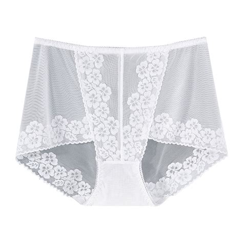 Faiwad Women High Waisted Panties Lace Trims Hipster Panties Breathable