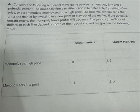 Solved C Consider The Following Sequential Move Game Chegg