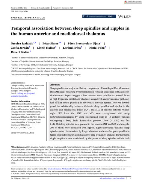 Pdf Temporal Association Between Sleep Spindles And Ripples In The