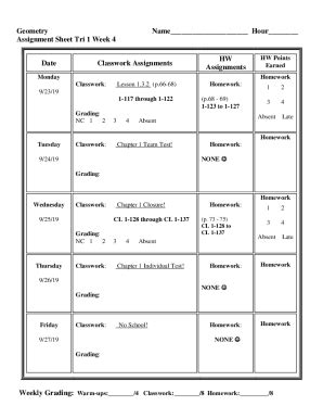 Fillable Online Geometry Assignment Sheet Fax Email Print PdfFiller
