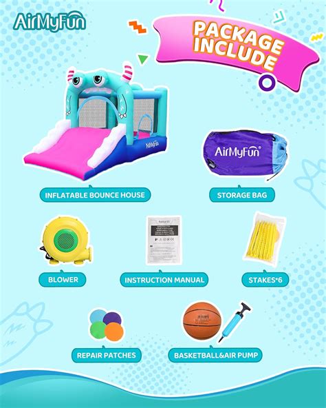 AirMyFun Casa inflable de rebote para niños tobogán ancho y salto
