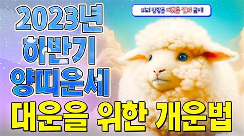 2023년 하반기 양띠운세 드디어 돈복 크게 터진다 천운이 들어와 대박나는 양띠 개운법 이렇게 해보세요 이 교수의 생활