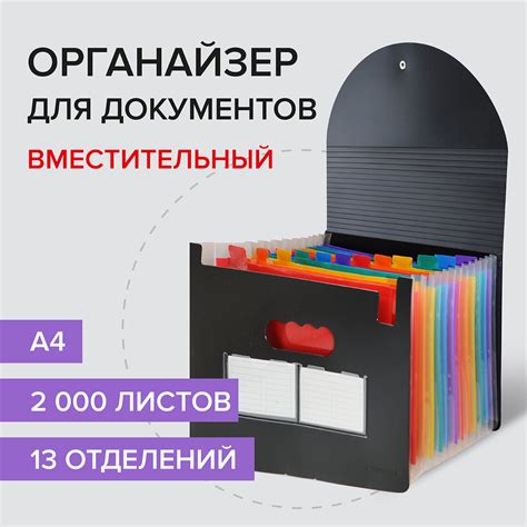 Купить Папка органайзер Brauberg Docs 13 отделений для бумаг и