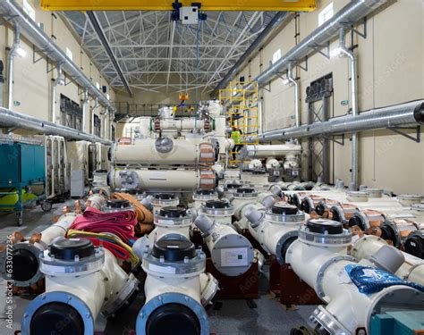 Installation Work At A Gas Insulated Switchgear GIS For Extra High Voltage Electrical Power