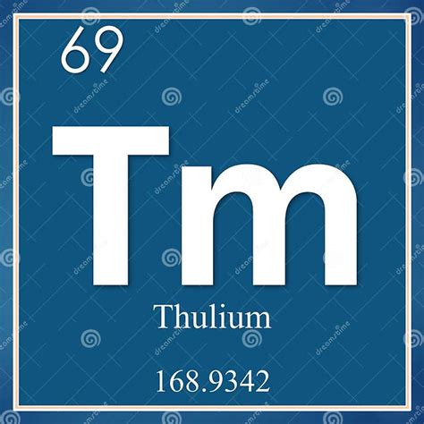 Thulium Chemical Element Blue Square Symbol Stock Illustration