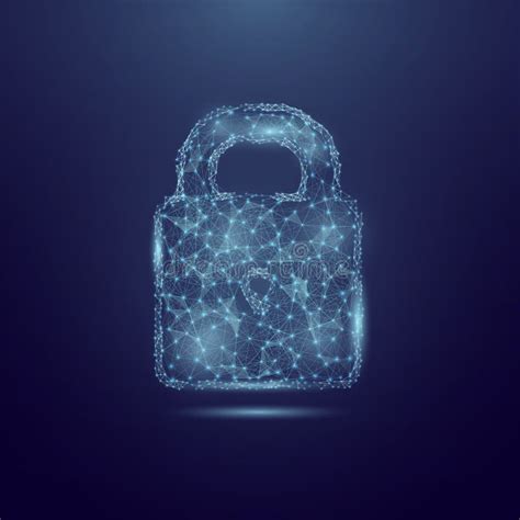 Concept Cyber Security Illustration Lock Made Of Triangle Particles And Dots Stock Vector