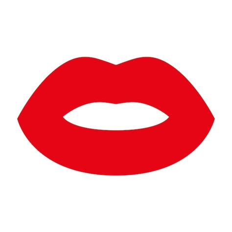 Icono De Labios Rojos Vector Premium
