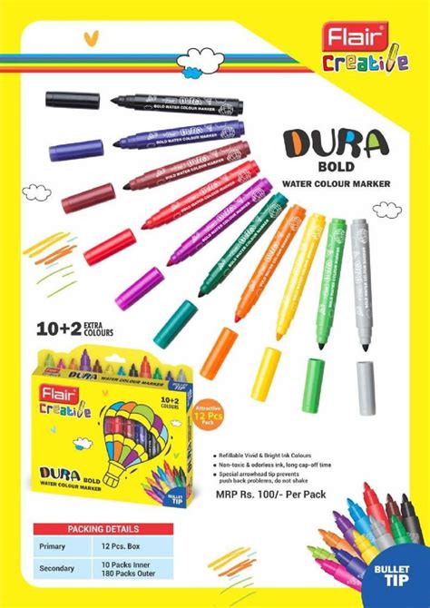Bullet Plastic Flair Dura Bold Water Colour Marker Chiesel Marker At