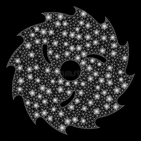 Flare Mesh Wire Frame Circular Wood Blade With Flare Spots Stock Vector