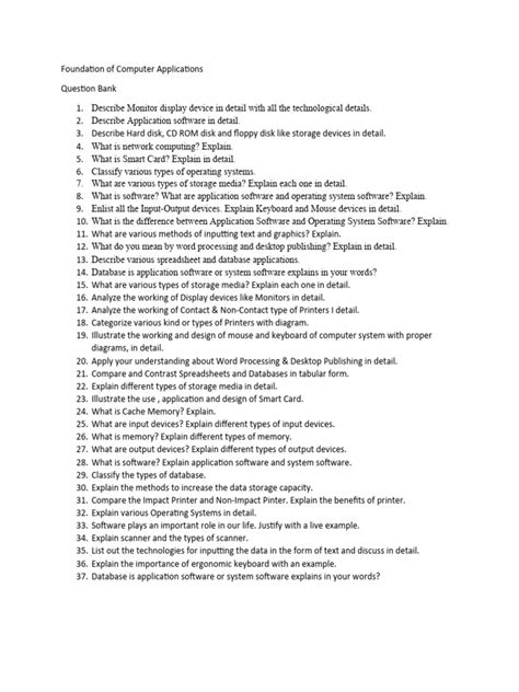 Fundamental Of Computer Application Qb Pdf Computer Data Storage