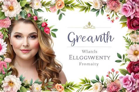 Plus Size Model Flower Border Frame With Growth Text Concept As A