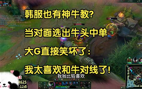 韩服也有神牛教当对面选出牛头中单大G直接笑坏了我太喜欢和牛对线了 哔哩哔哩
