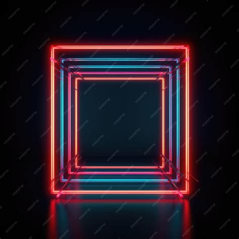 Premium Photo Glowing Neon Square Light Frame With Vibrant Color On
